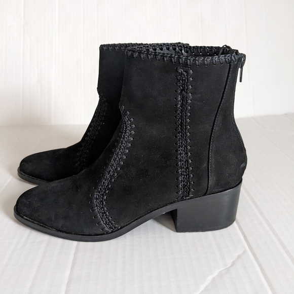 Chelsea & Violet | Shoes | Chelsea Violet Black Suede Embroidered Ankle ...